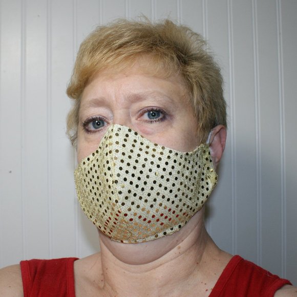 Hand Crafted | Accessories | Handmade Gold Sequin Fabric Face Mask ...